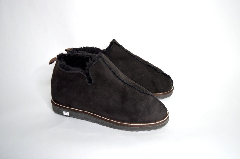 Sheepskin fur shoes mens shearling slippers with shearling | Etsy