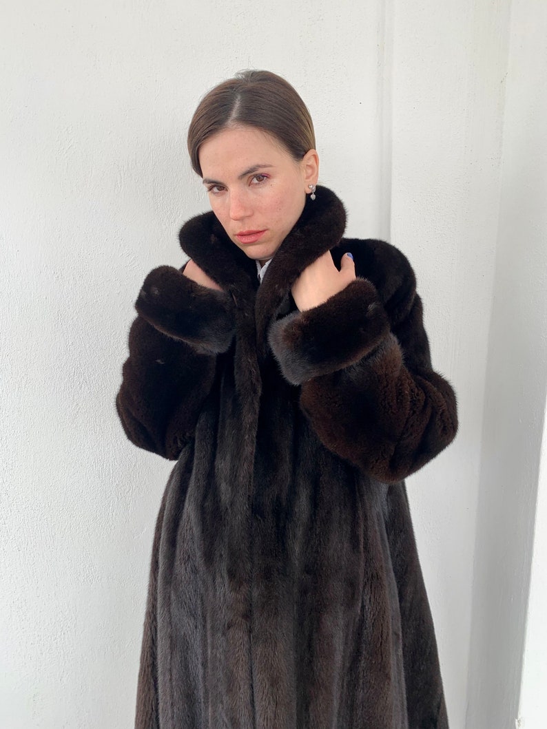 Real Mahogany Let Out Godet Mink Superior Fur Long Coat in - Etsy