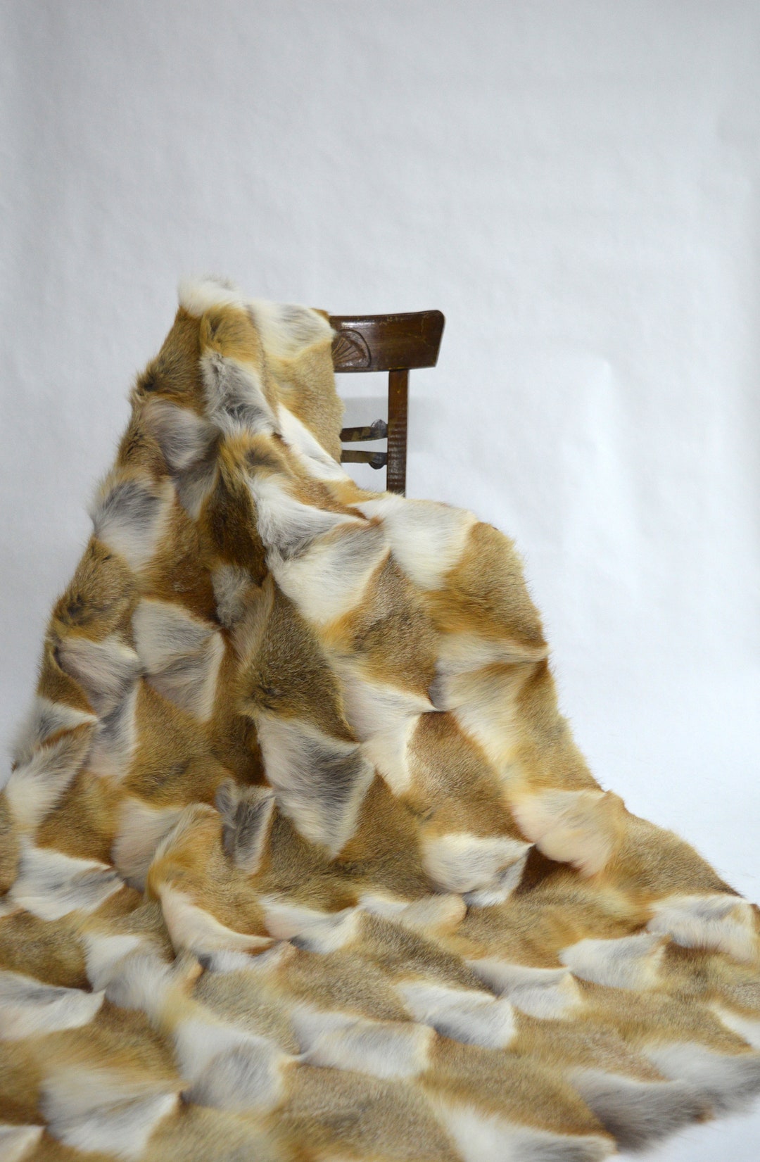 Real Fox Fur Throw Bedding, Real Fur Throw Bedspread, Gold Fox Fur ...