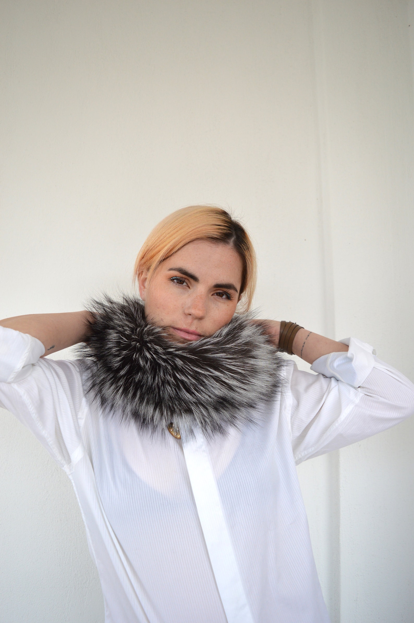 Real White Fox Fur Headband or Collar. Elastic Winter Fur Loop - Etsy