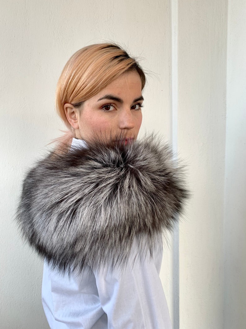 Real Silver Fox Fur Collar Lavish Fur Scarf for Strollers. - Etsy