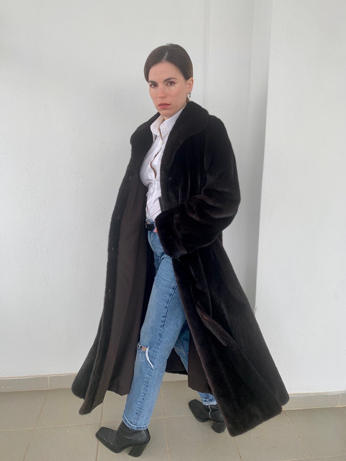 Real Mahogany Let Out Godet Mink Superior Fur Long Coat in - Etsy