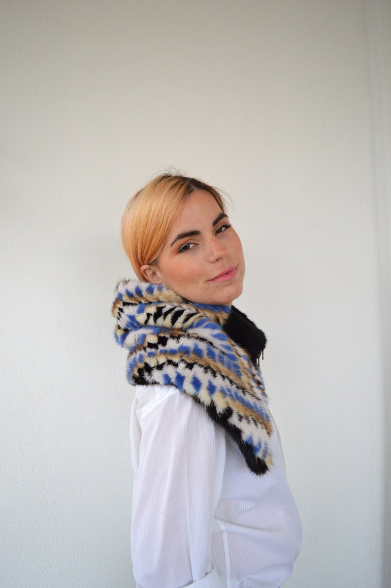 Real Mink Fur Cowlinfinity Fur Scarf in Pixelated Mink - Etsy