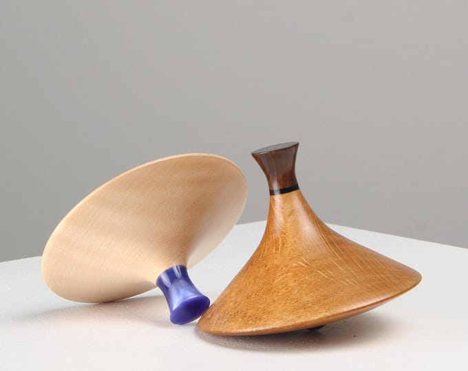 Pair of Handmade Spinning Tops - Flamed Maple - Beech - Etsy UK
