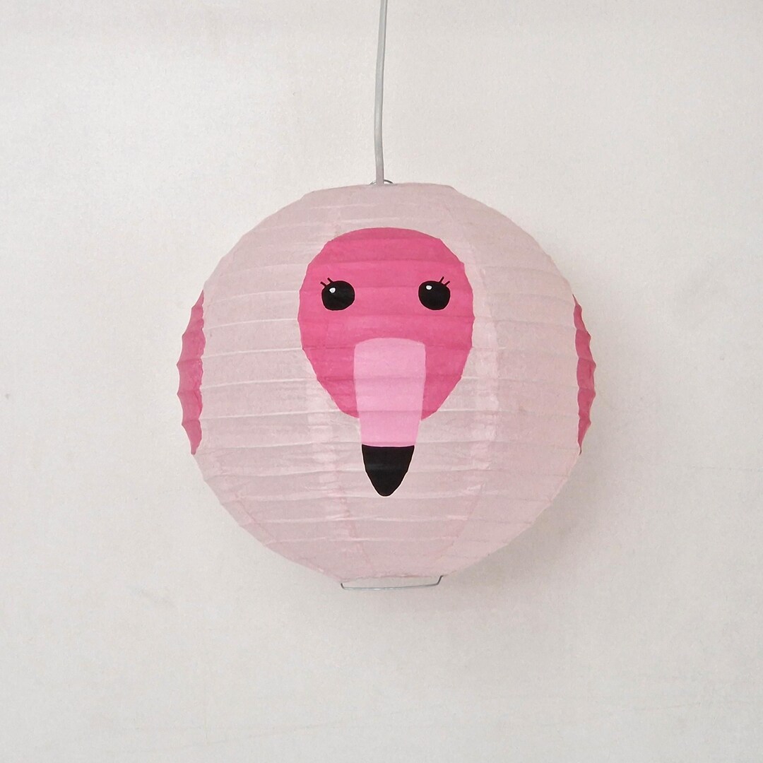 Pink Flamingo Lantern Hand Painted on Rice Paper Japanese Lantern ...
