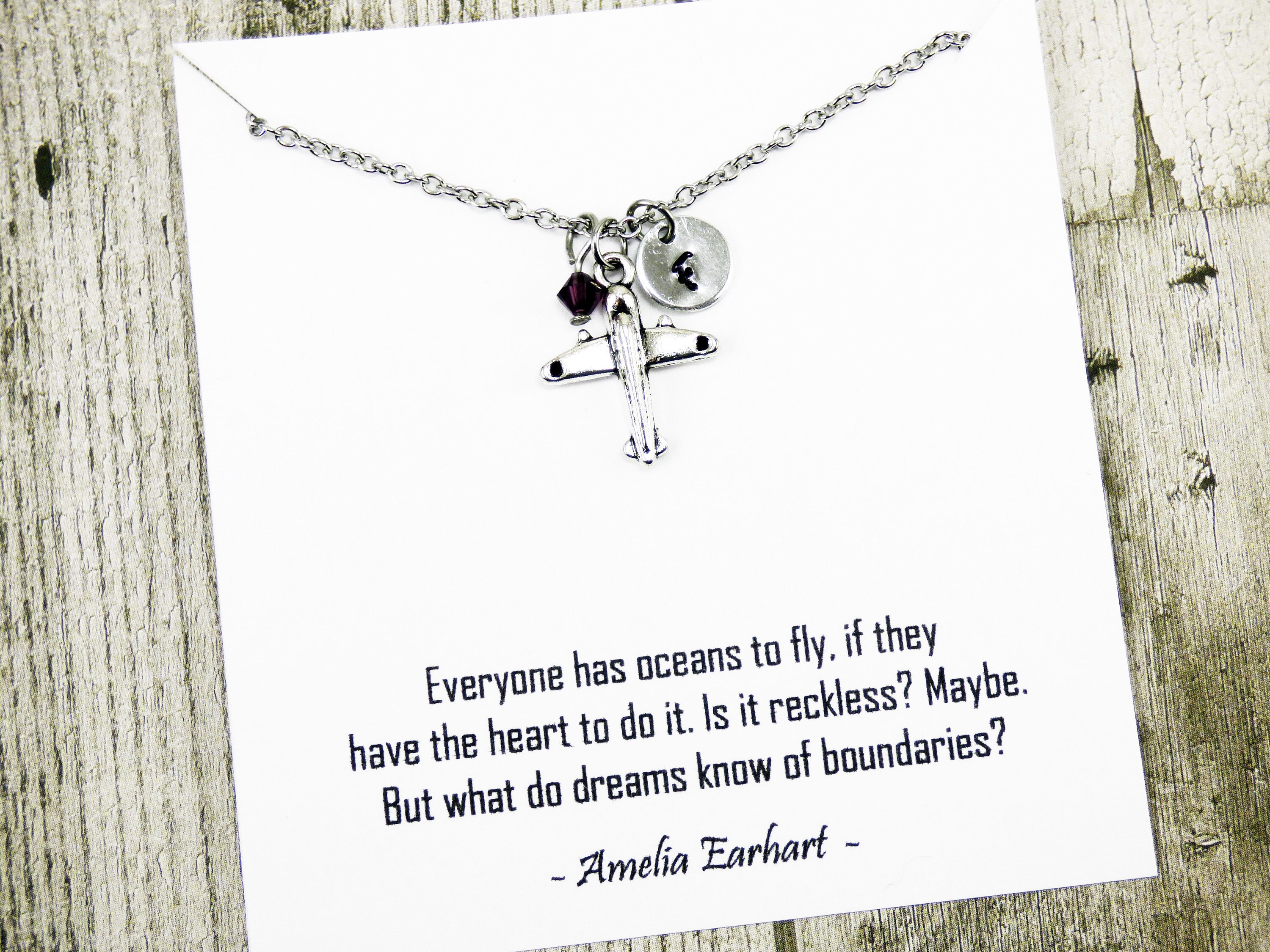 Small Airplane Necklace Silver aviation themed gifts | Etsy