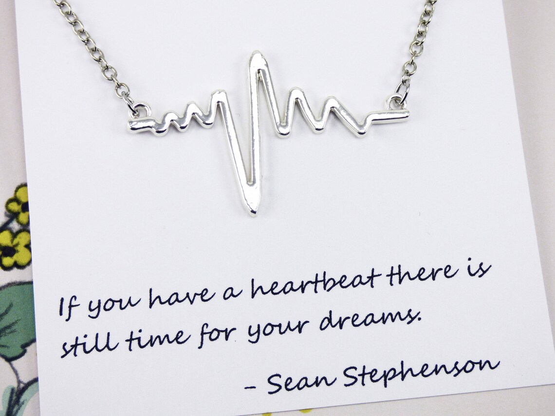 Silver Heartbeat Necklace Ekg Necklace Heart Beat Jewelry | Etsy