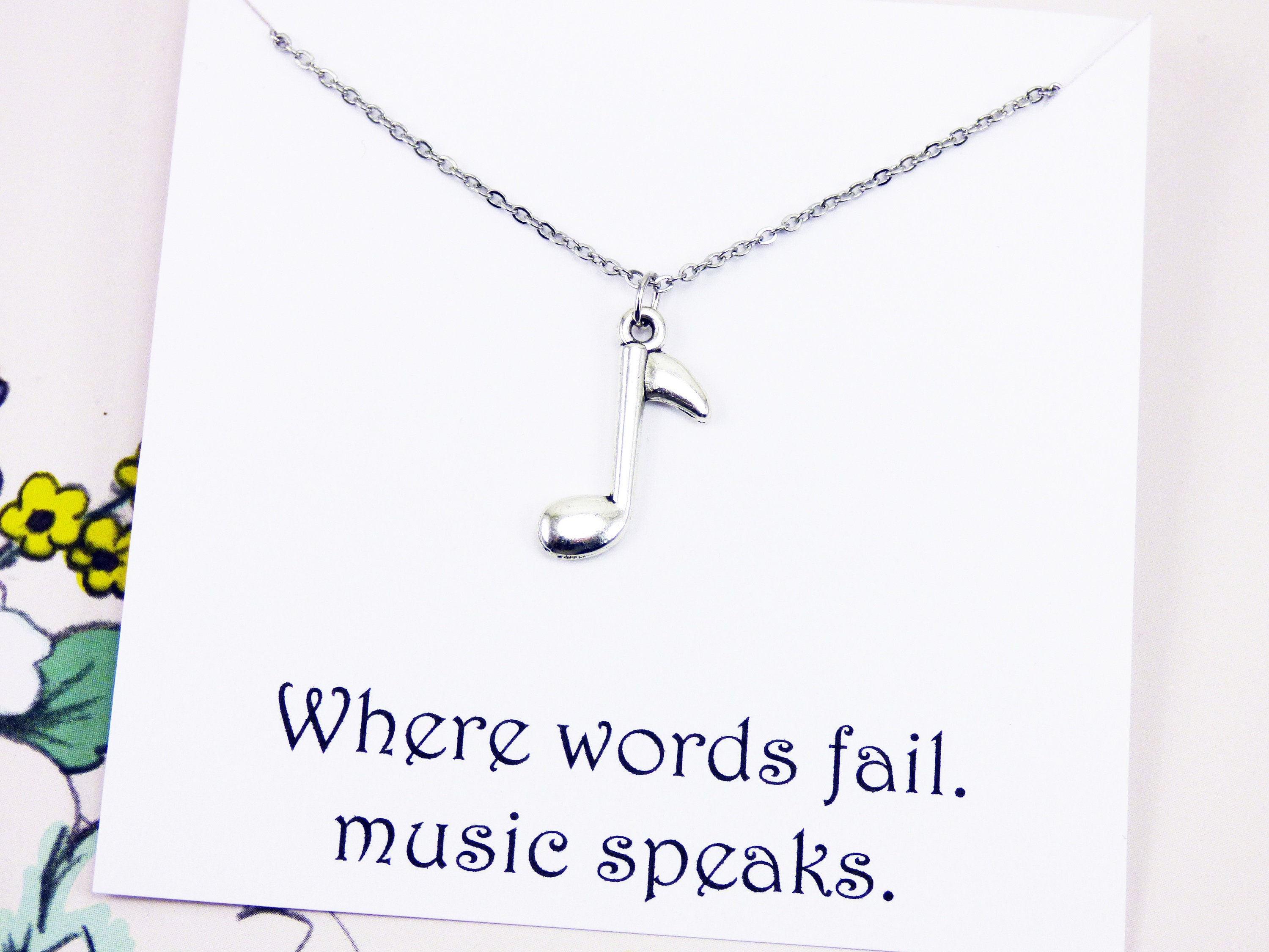 Music Note Necklace music jewelry musician choir | Etsy