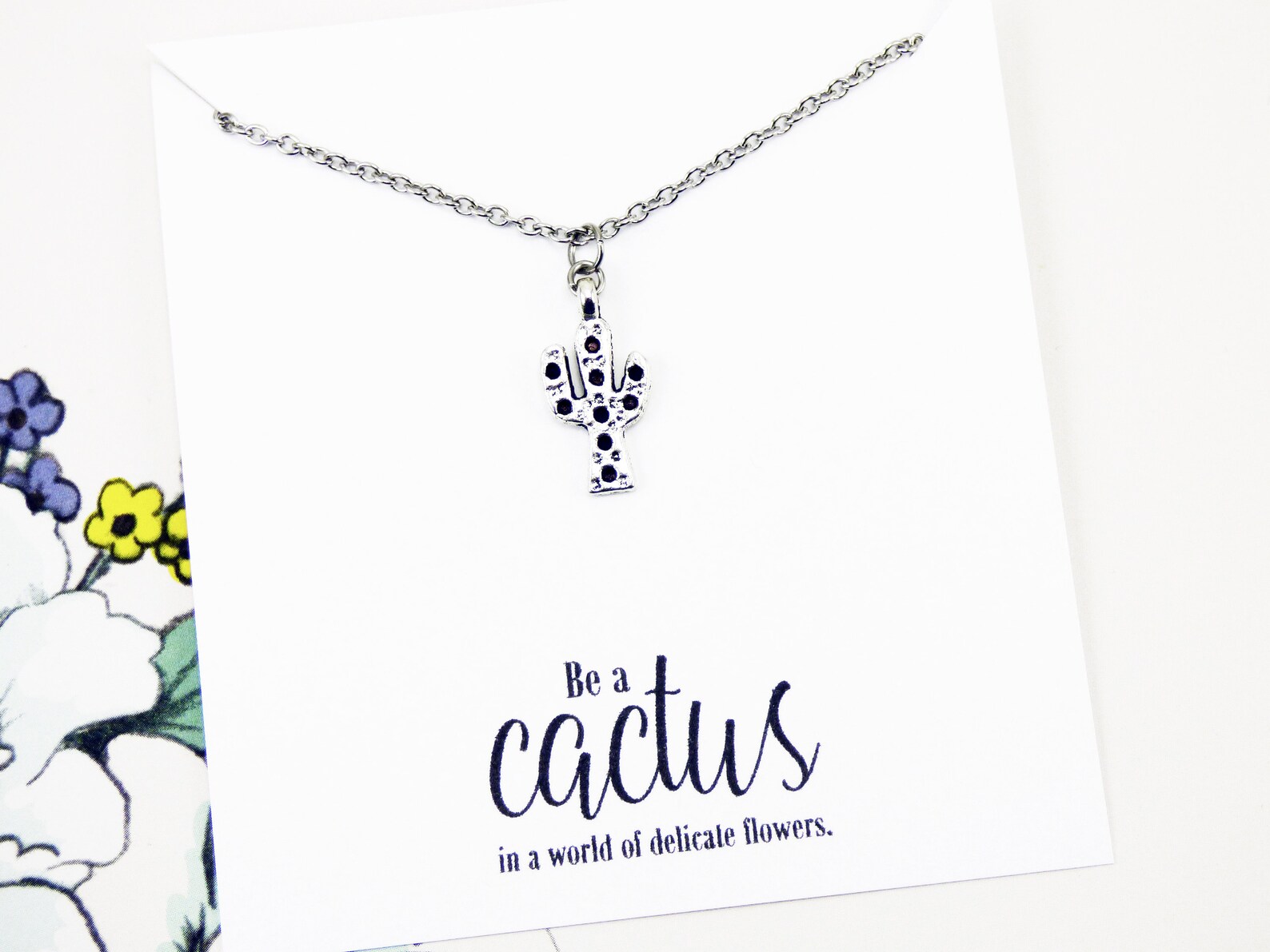 Cactus Necklace Charm Cactus Themed Gifts Personalized Gift - Etsy