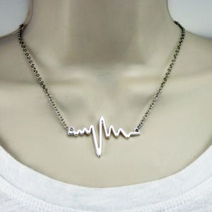 Silver Heartbeat Necklace, Ekg Necklace, Heart Beat Jewelry, Beating ...
