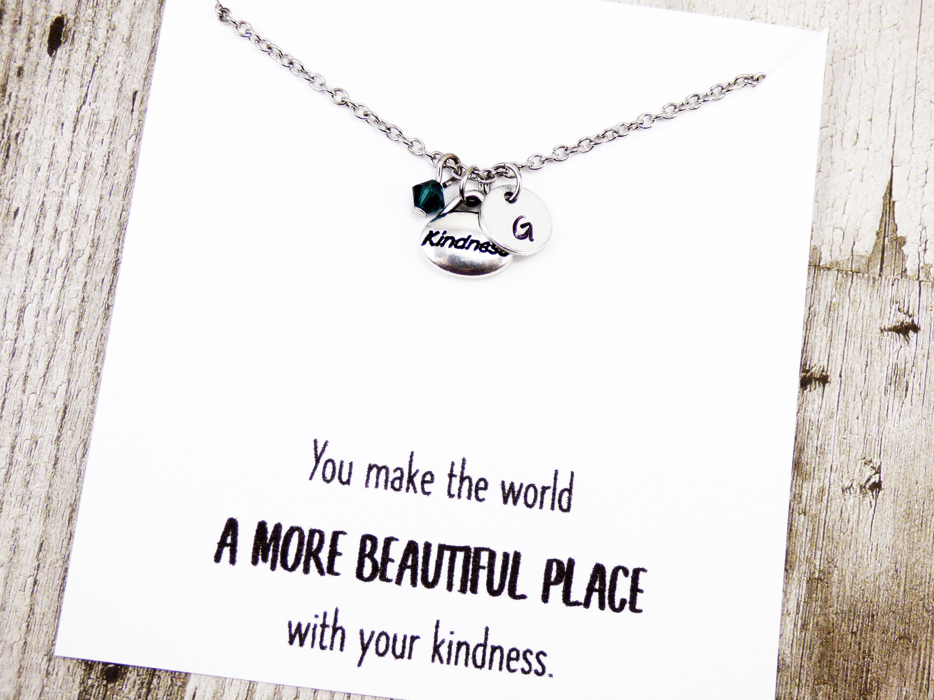 Kindness Necklace Word, Mentor Gifts Appreciation, Thank You Necklace ...