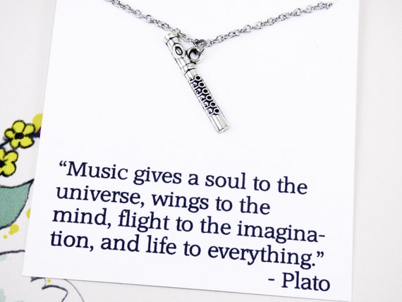 Flute Necklace flute themed gifts music flute jewelry music | Etsy