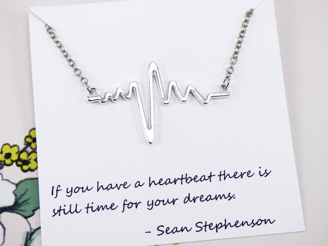 Silver Heartbeat Necklace Ekg Necklace Heart Beat Jewelry | Etsy