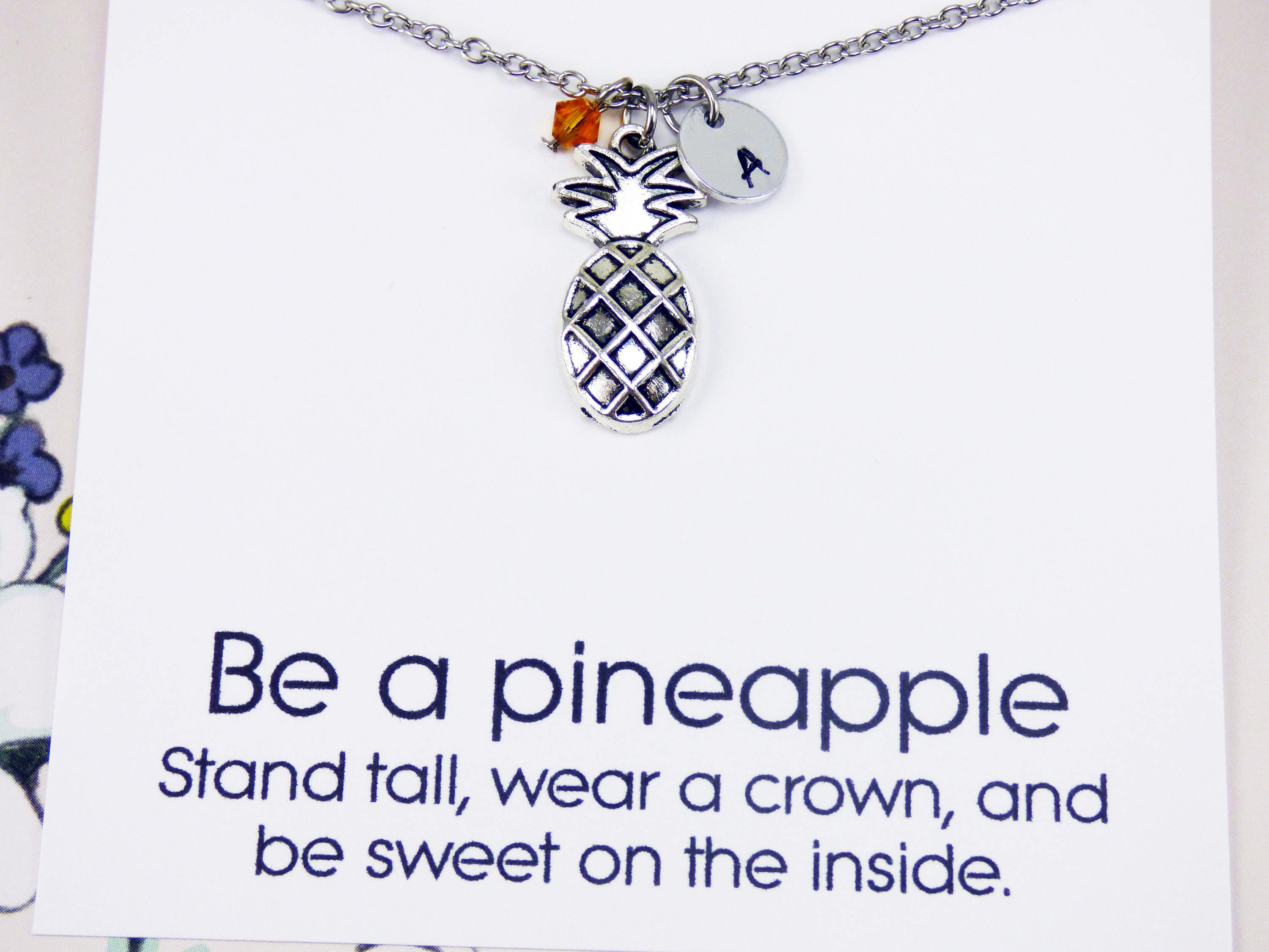 Pineapple Pendant Necklace, Silver Pineapple Jewelry, Inspirational ...