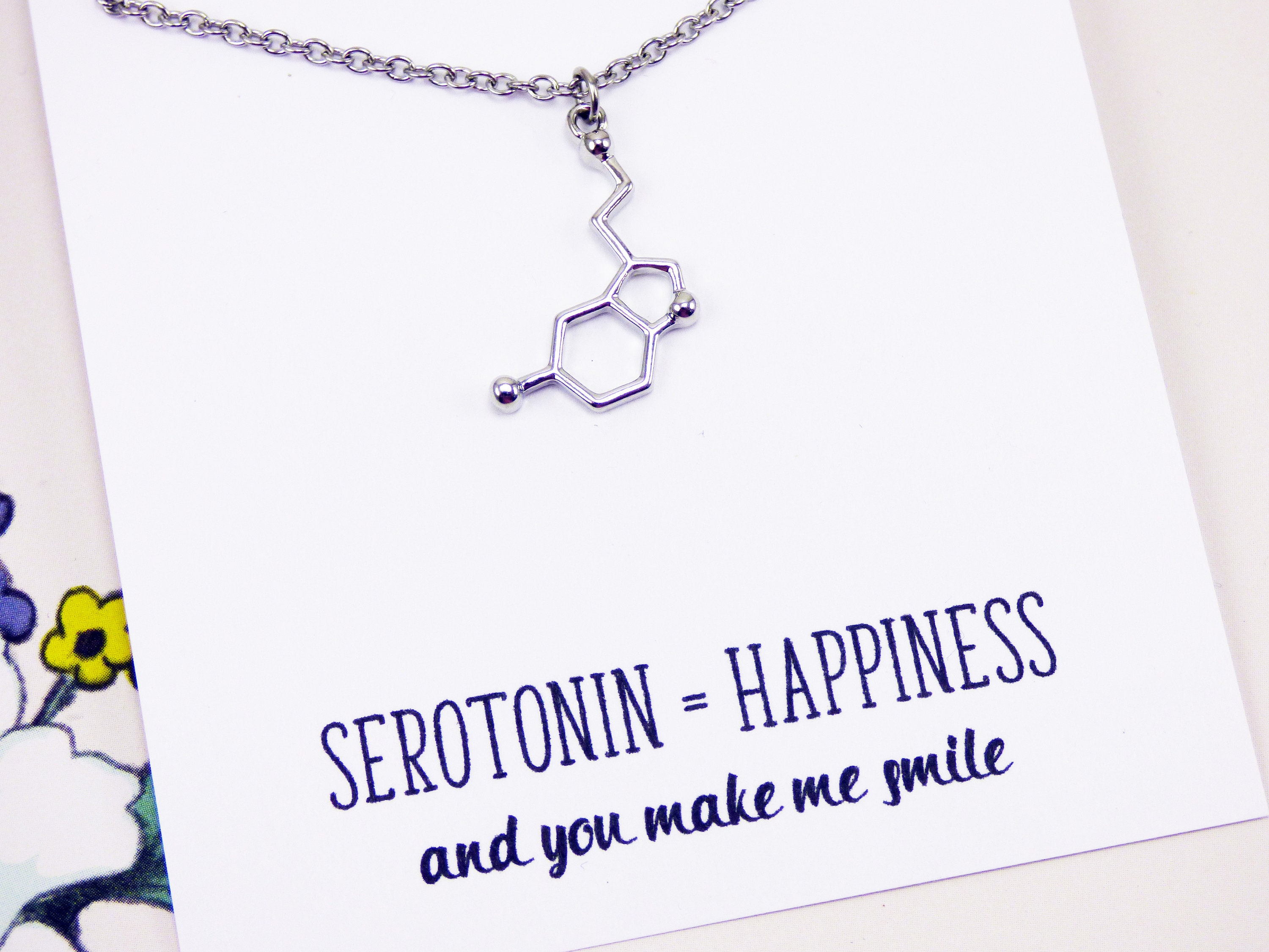 Serotonin Necklace Serotonin Molecule Necklace Serotonin | Etsy