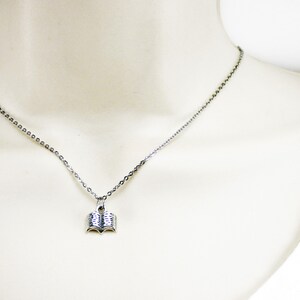 Silver Book Necklace, Library Book Jewelry With a Message, Book Lover ...