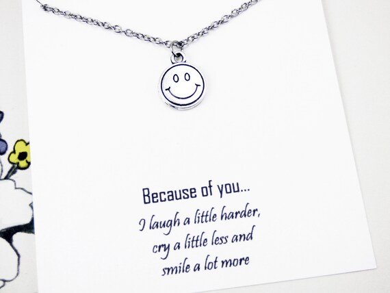 Smiley Face Necklace Smile Necklace Gifts to Make You Smile | Etsy