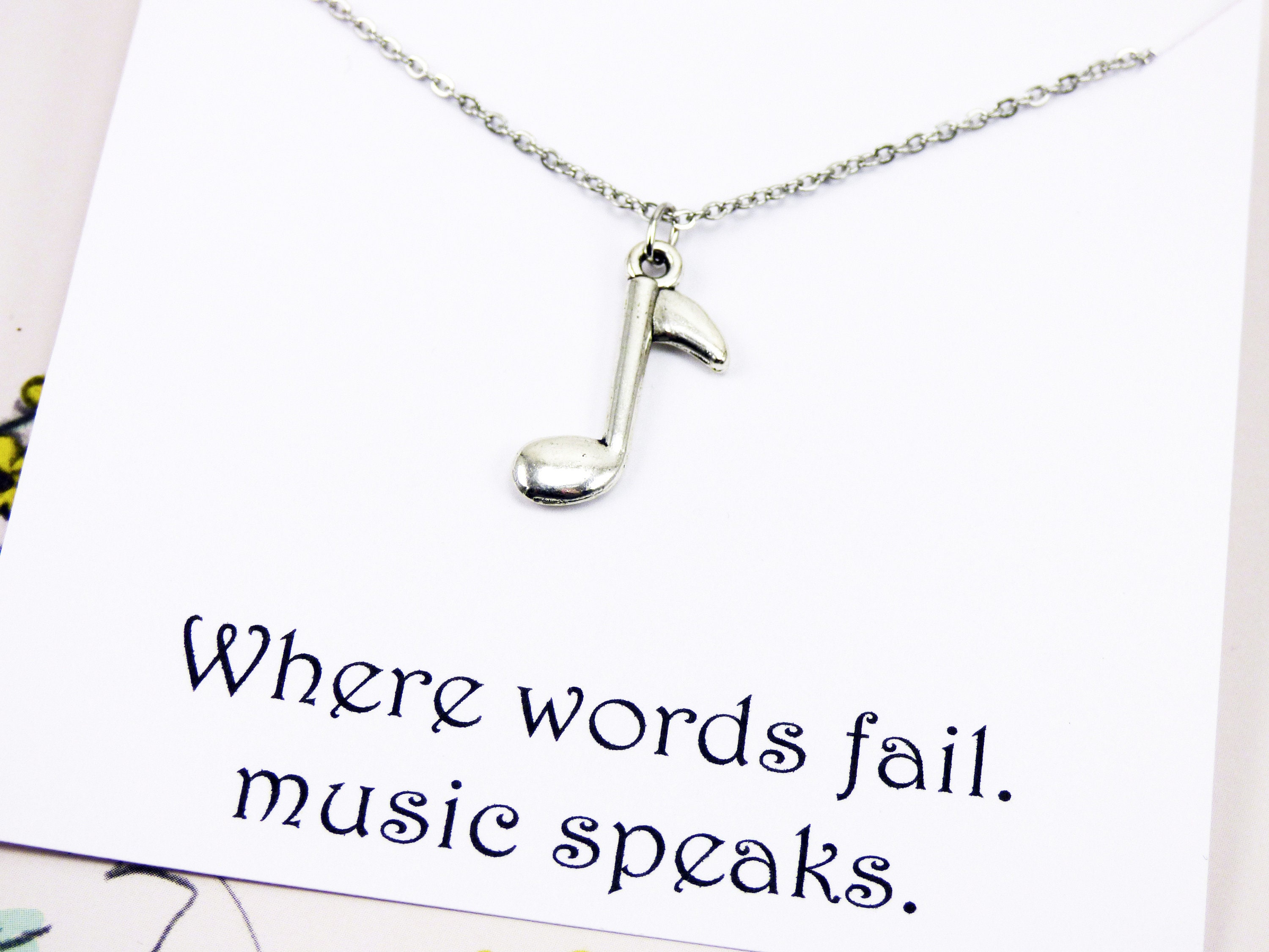 Music Note Necklace music jewelry musician choir | Etsy