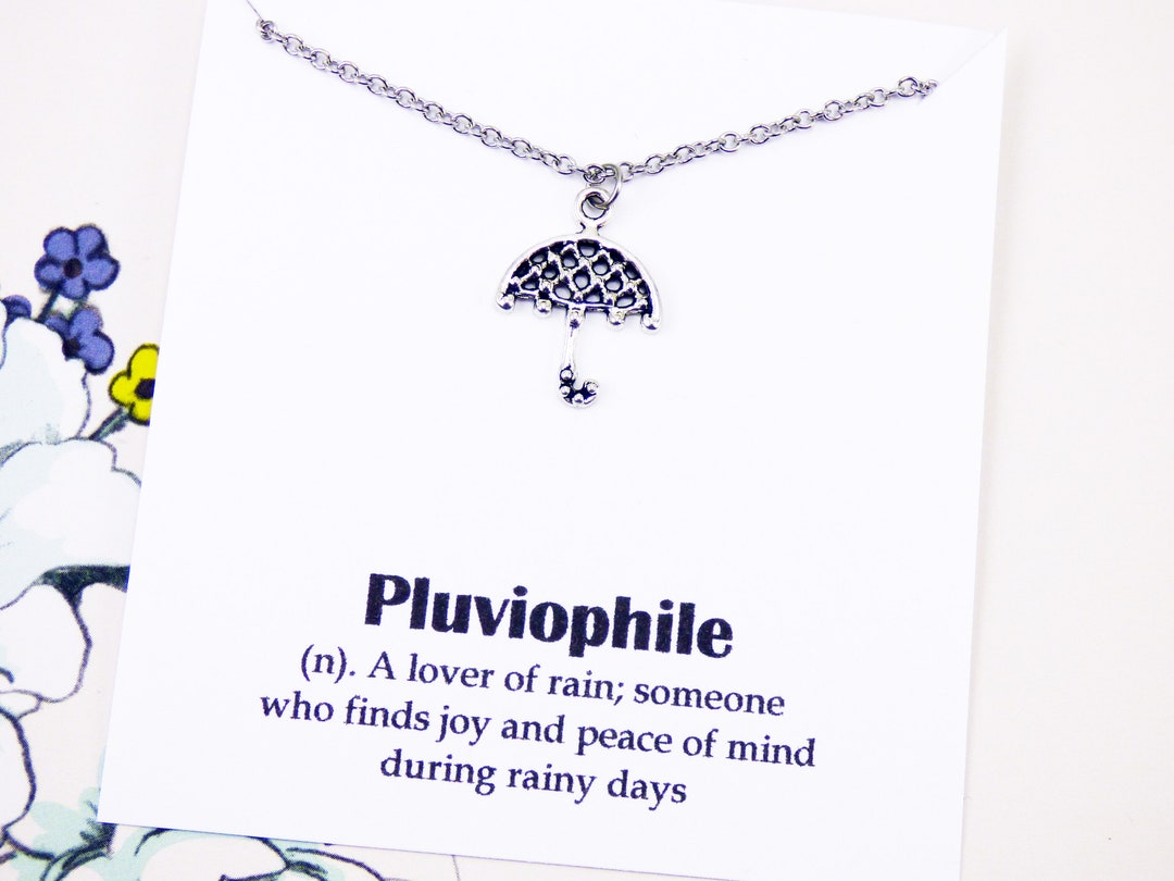 Umbrella Necklace, Rain Jewelry, Gifts Raindrop Necklace, Silver Rain ...
