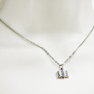 Silver Book Necklace, Library Book Jewelry With a Message, Book Lover ...