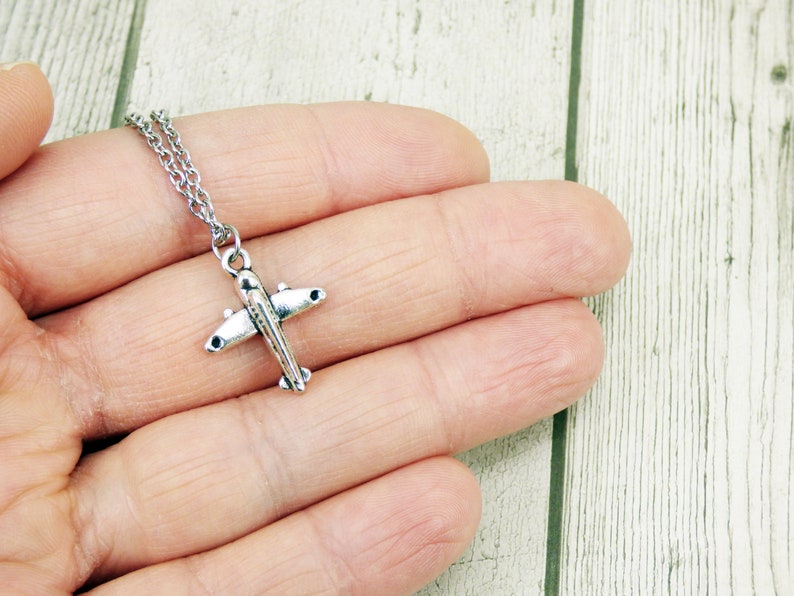 Small Airplane Necklace Silver Aviation Themed Gifts | Etsy