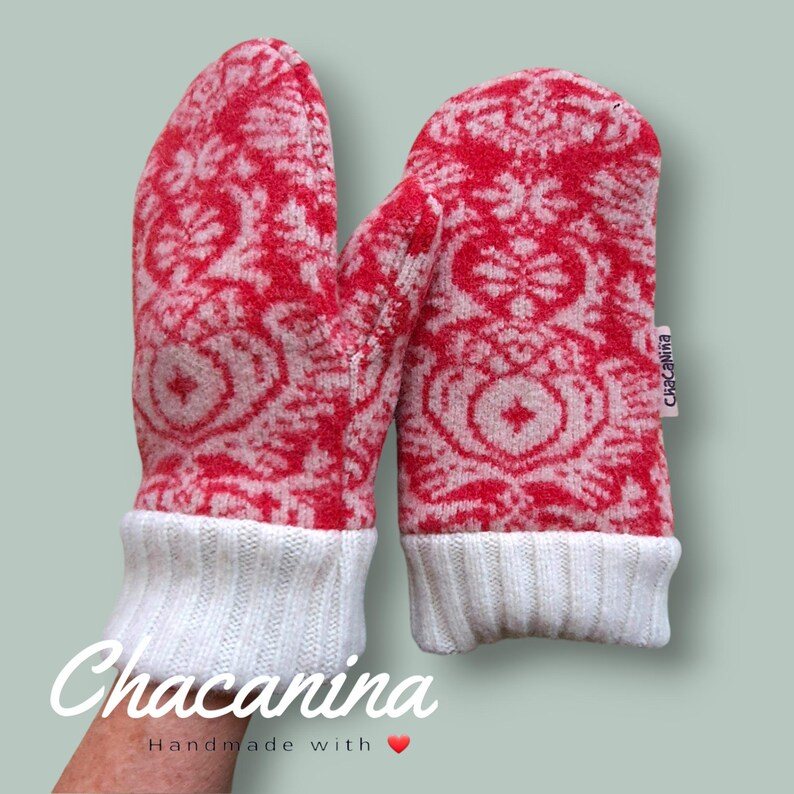 Handgemaakte Gevoerde Wollen Wanten in Rood Wit - Etsy