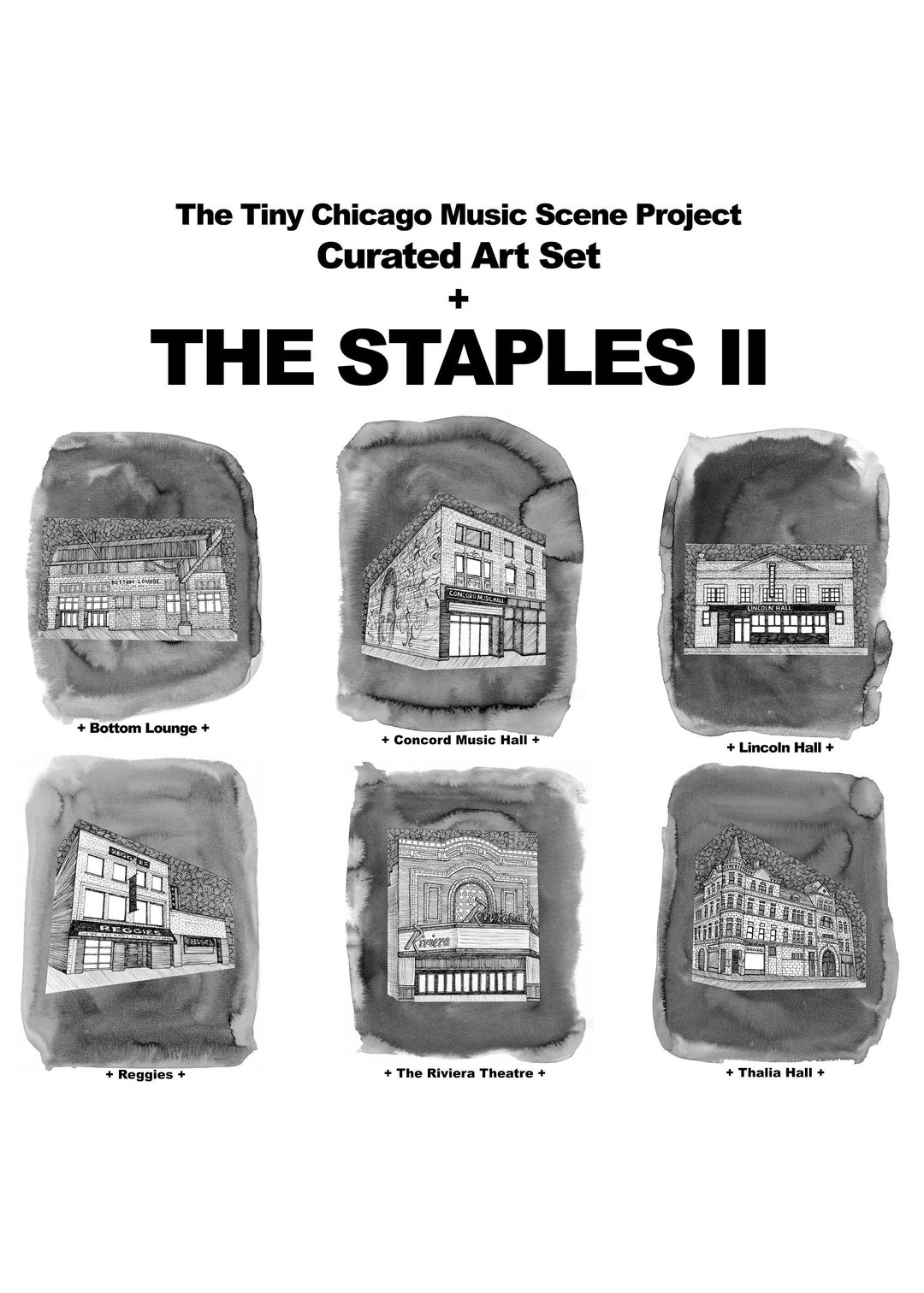 Chicago Music Venues "the Staples Ii" ~ Curated Pack of Six Art Prints ...