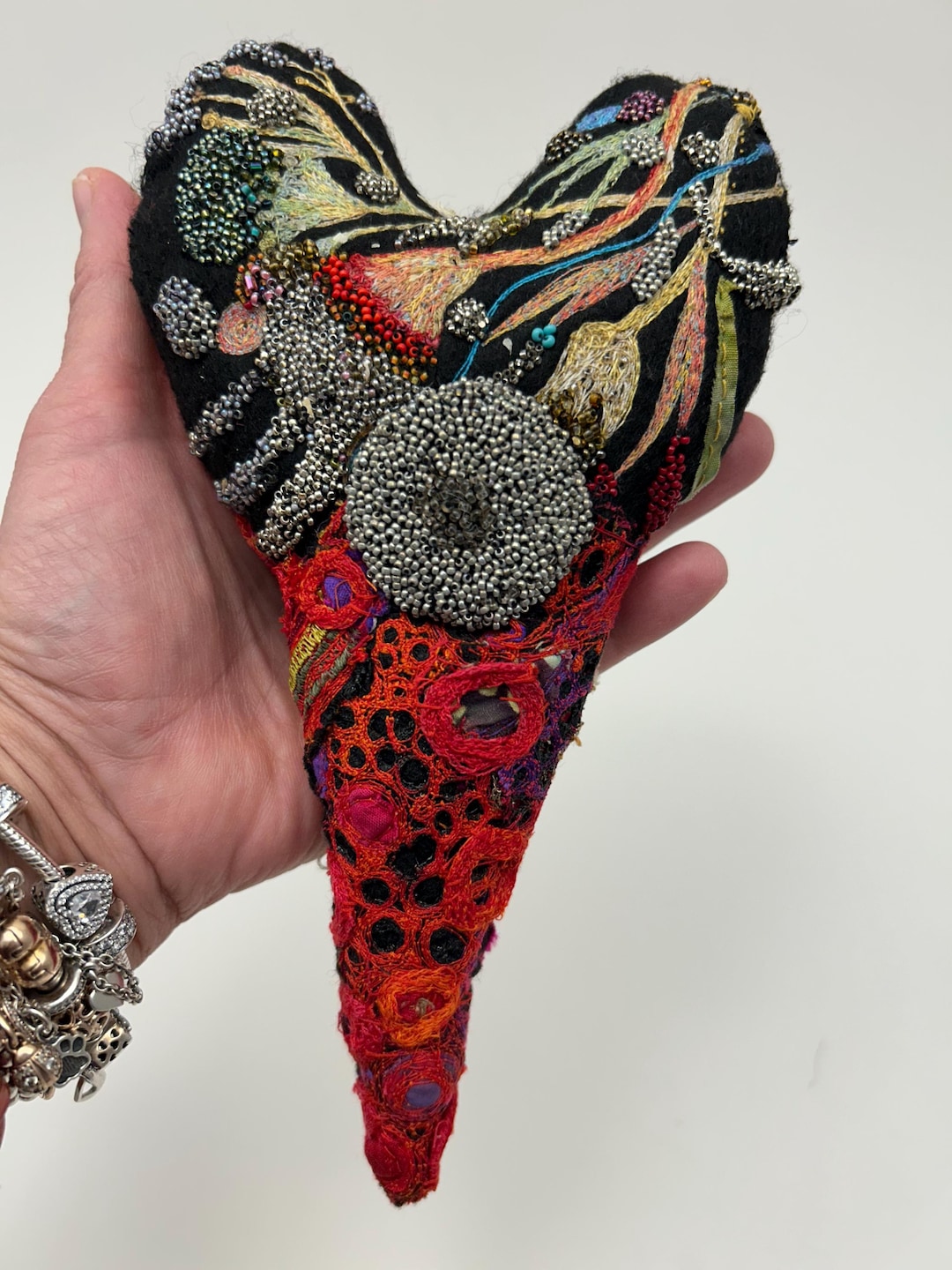 Unique Handcrafted Artisan Red Flowers Heart - Etsy