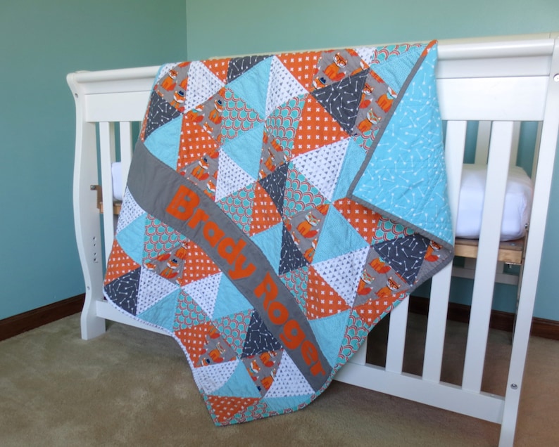 Personalized Baby Quilt Triangle Baby Quilt Custom Triangle | Etsy