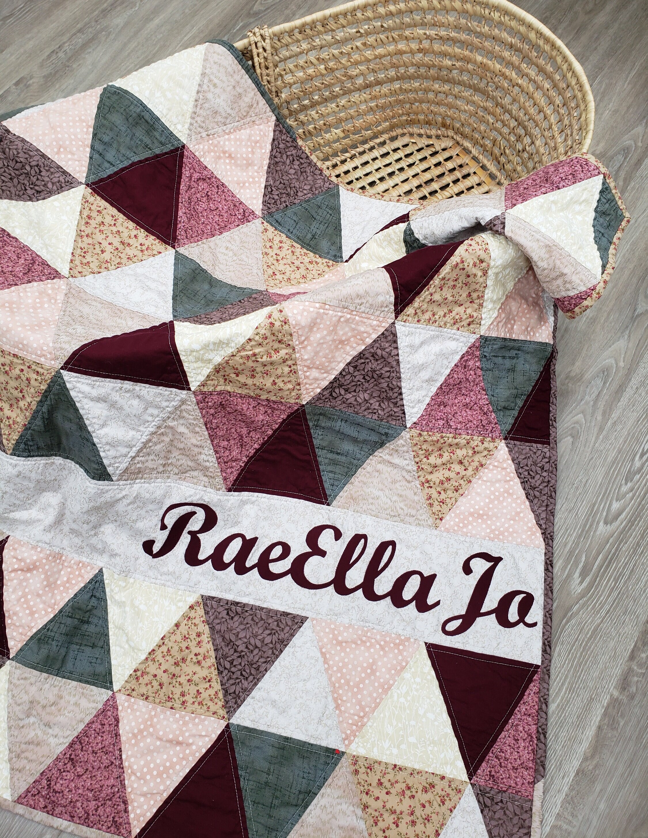 Personalized Baby Quilt, Triangle Baby Quilt, Custom Triangle Quilt ...