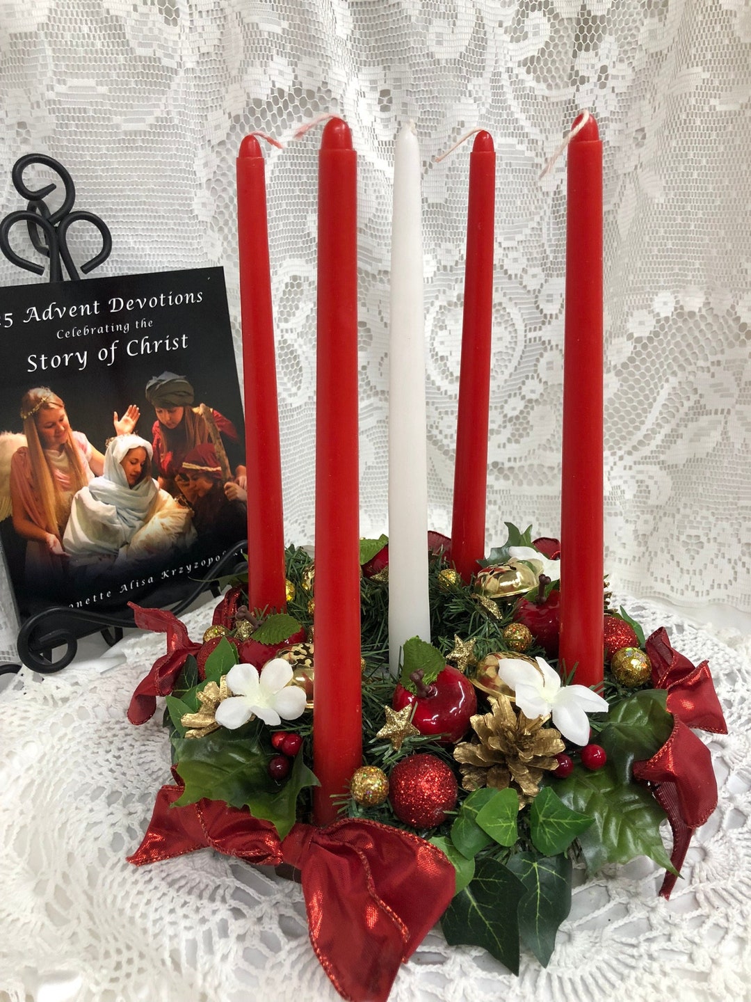 60 Blessings of Celebration Christmas Advent Wreath Taper Candle Holder ...