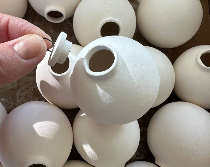 White Bisque Ceramic Blank Christmas Ball, Bulb Ornament, Discounted ...