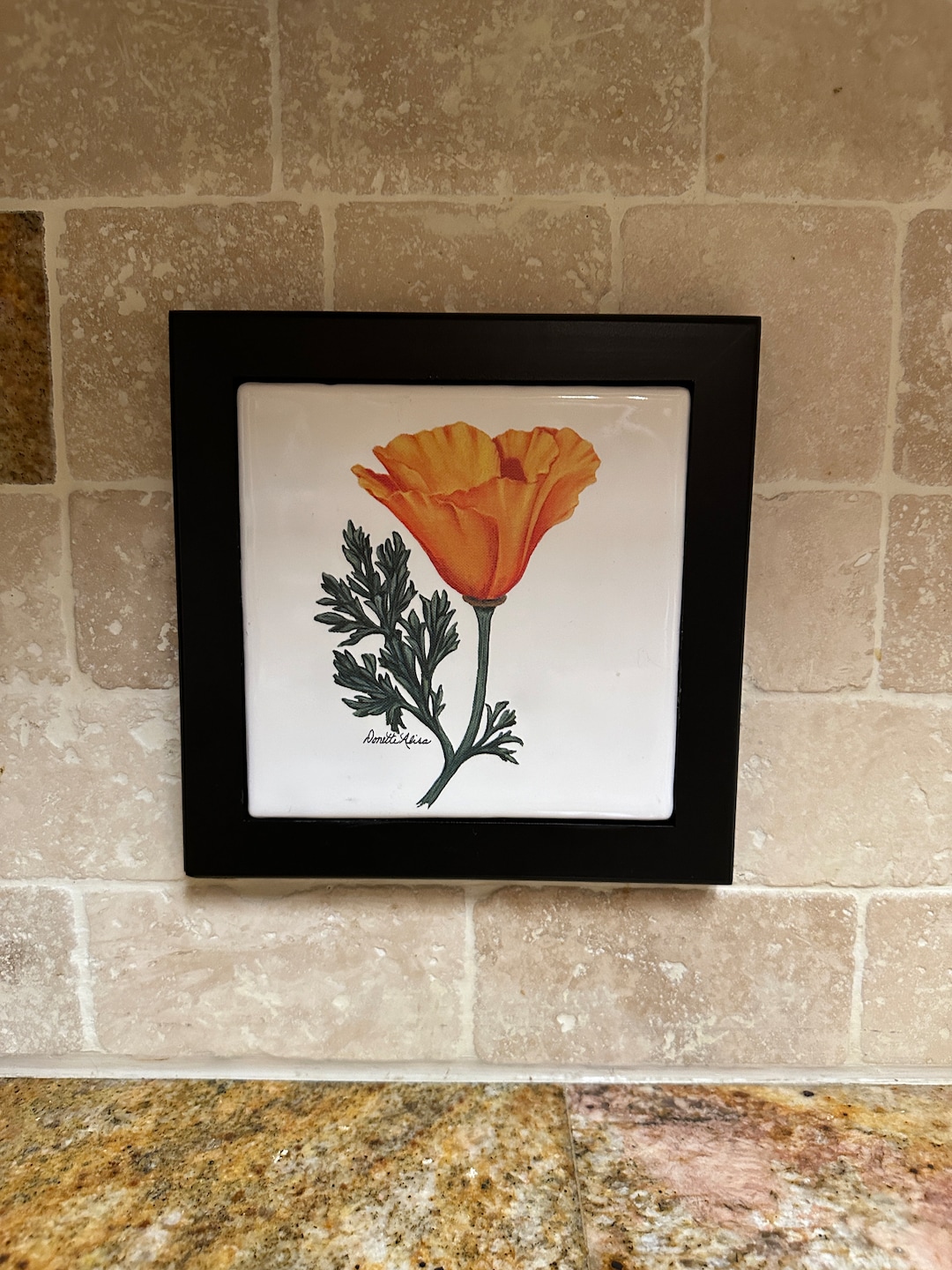 Framed Ceramic Tile California Poppy Trivits - Fully Functional ...