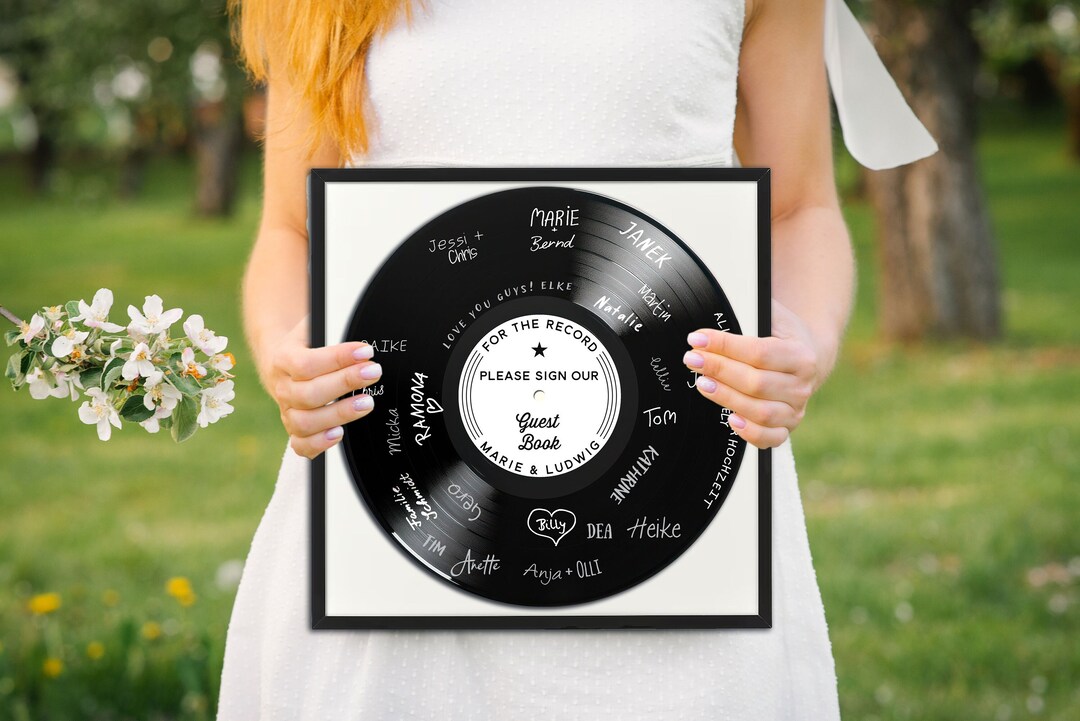 Personalized Record | Wedding Sign | Wall Guest Book With Frame | for ...