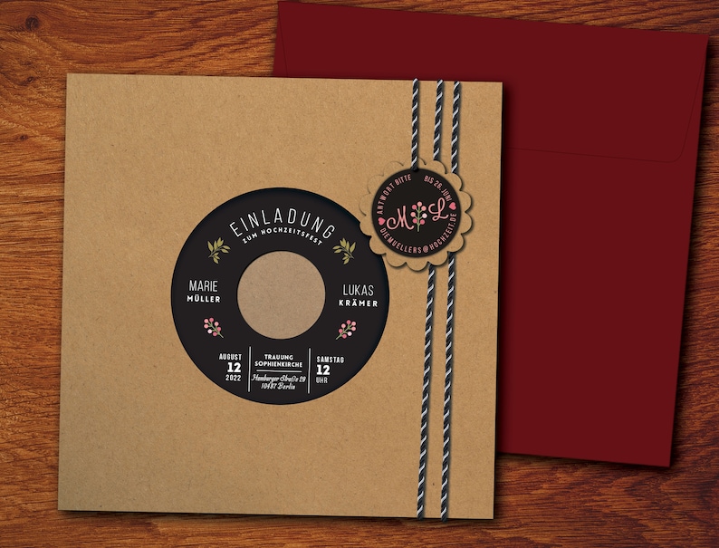 Music Wedding Invitations Made From Real Vinyl | Custom Record ...