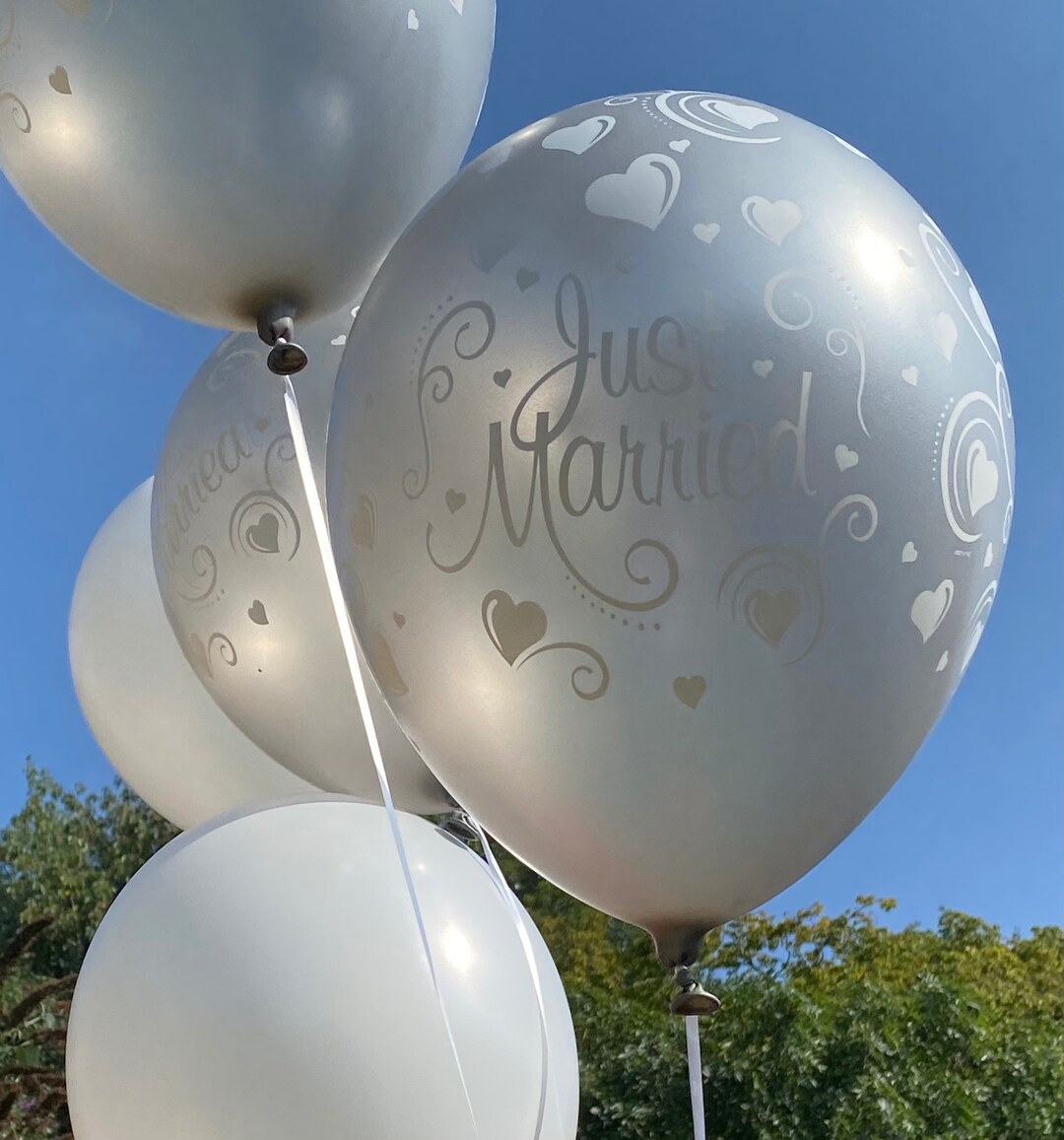 Just Married Wedding Balloons, Silver Balloons, Wedding Reception ...