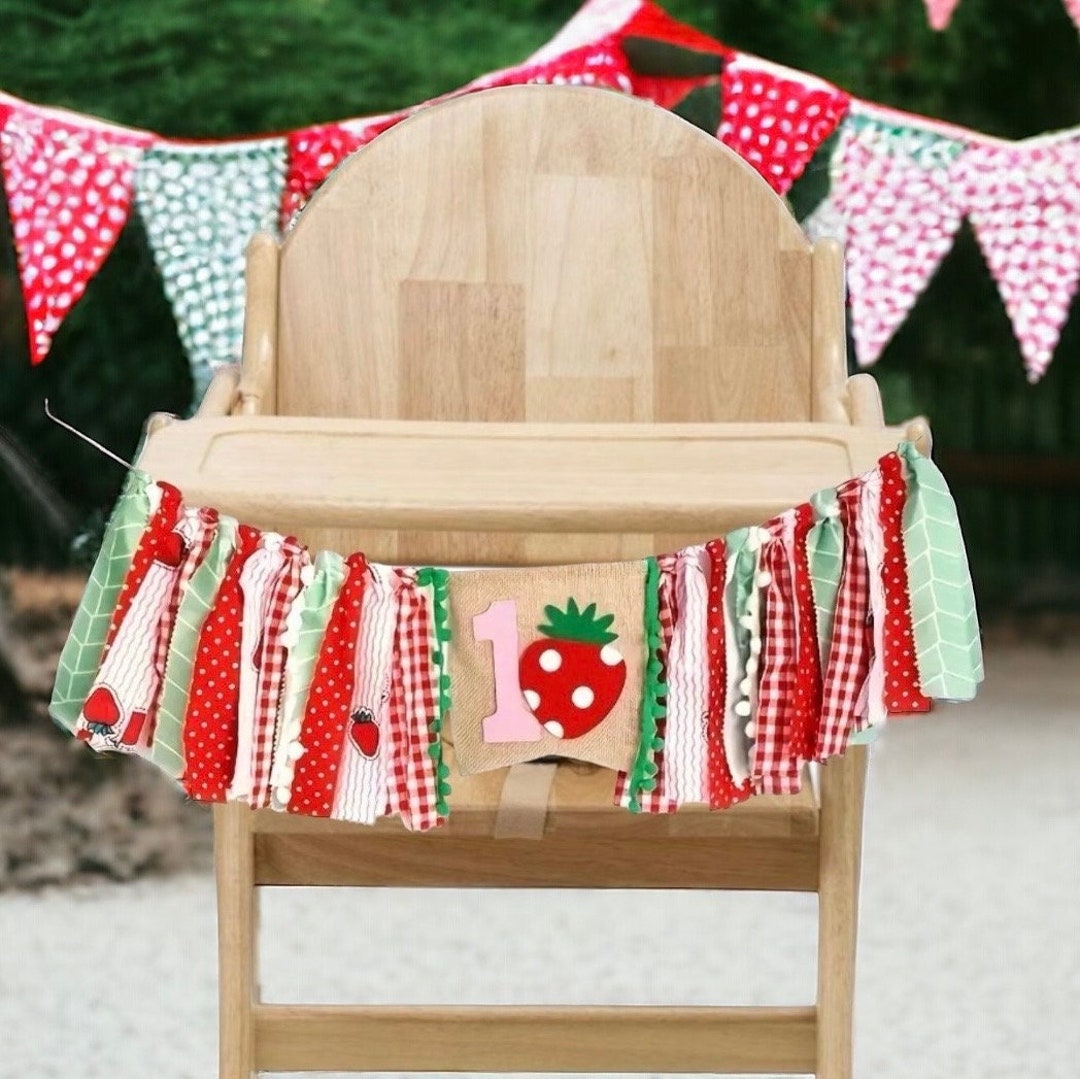 Strawberry First Birthday High Chair Banner, Berry Sweet One Party - Etsy