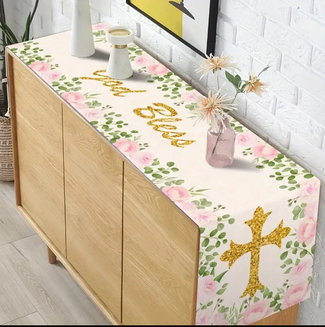 Table Runner for Girl Christening, First Holy Communion or Baptism ...