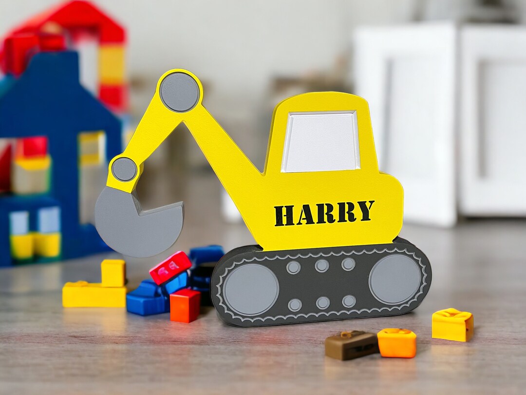 Personalised Digger Decor for Construction Themed Nursery or Kids ...