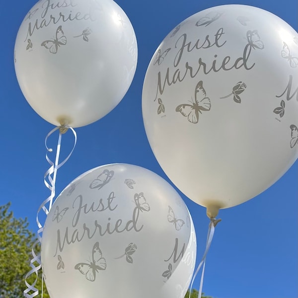 Just Married Balloons - Etsy