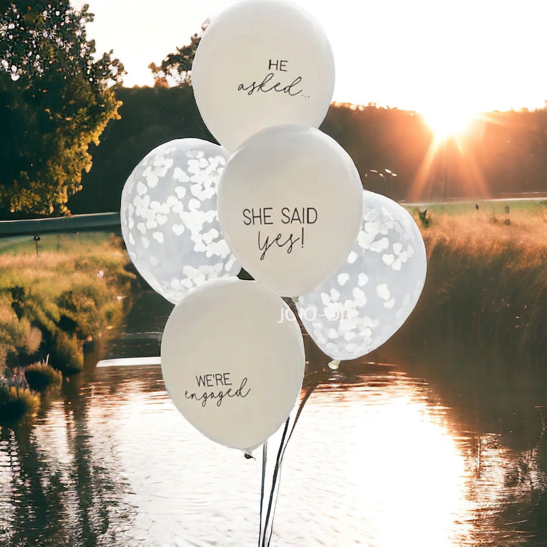 White Enagagement Balloon Decorations, She Said Yes Balloons ...