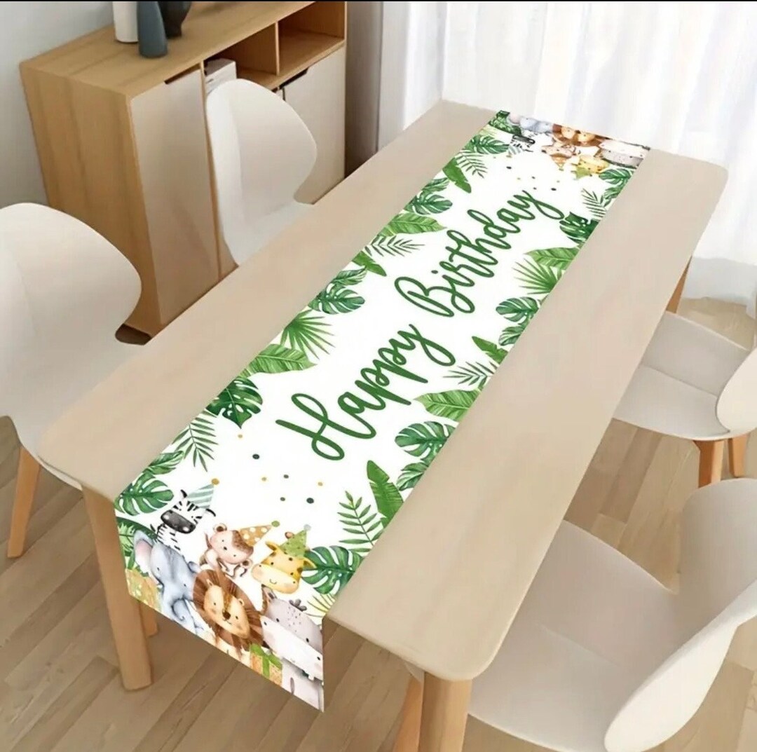 Jungle Safari Birthday Table Runner, Wild One Birthday Party ...