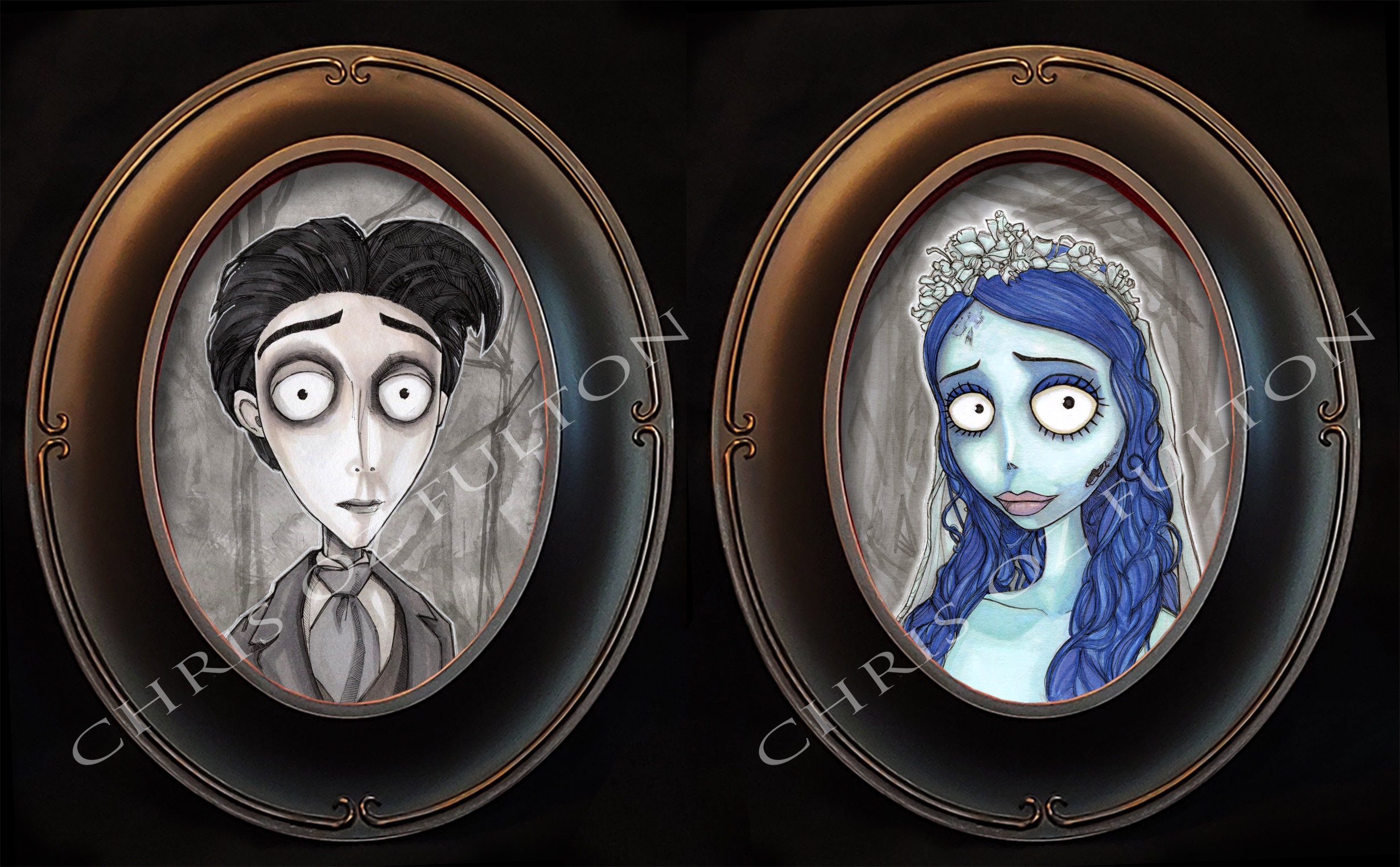 Corpse Bride Victor and Emily Framed Art Print Set of Two by - Etsy UK