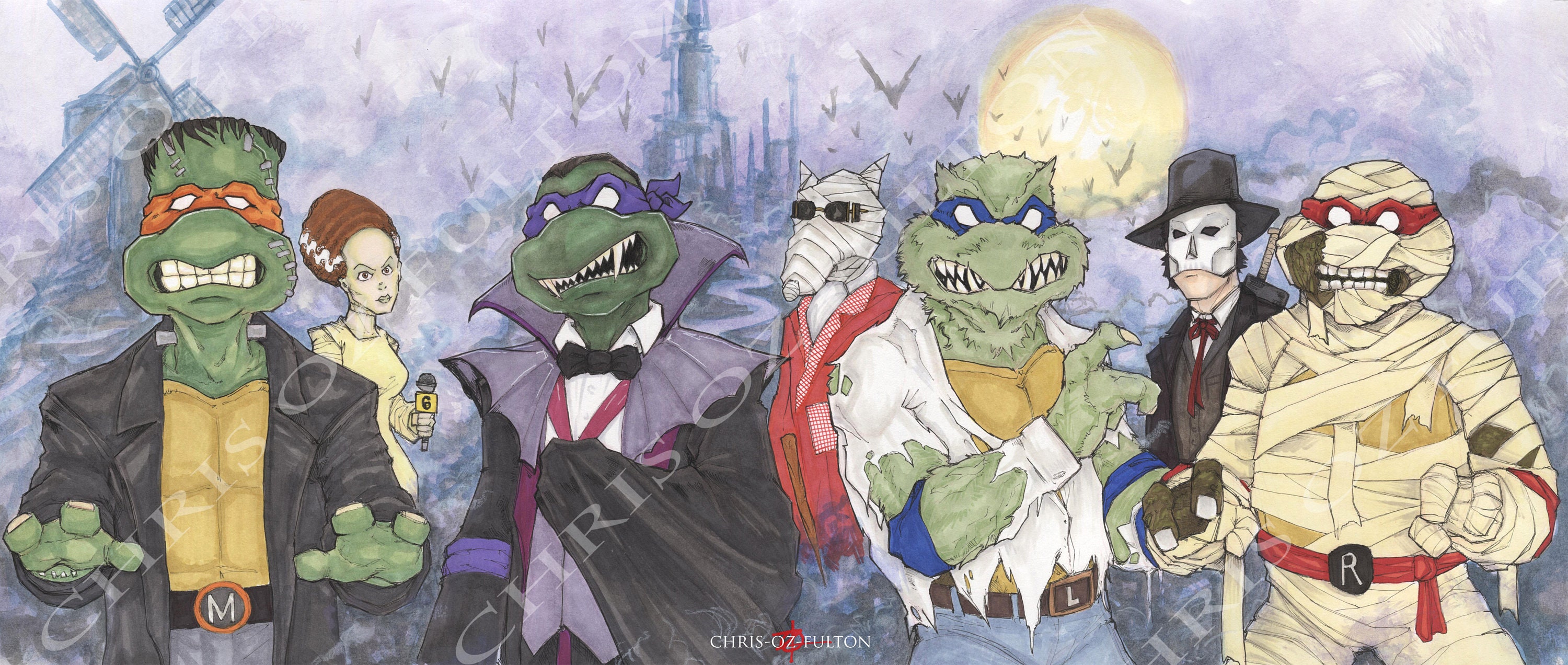 TMNT Ninja Turtles Universal Monsters 12x24 Poster Print | Etsy