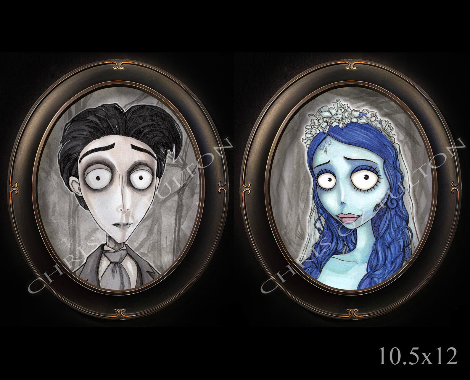 Corpse Bride Victor and Emily Framed Art Print Set of Two by - Etsy