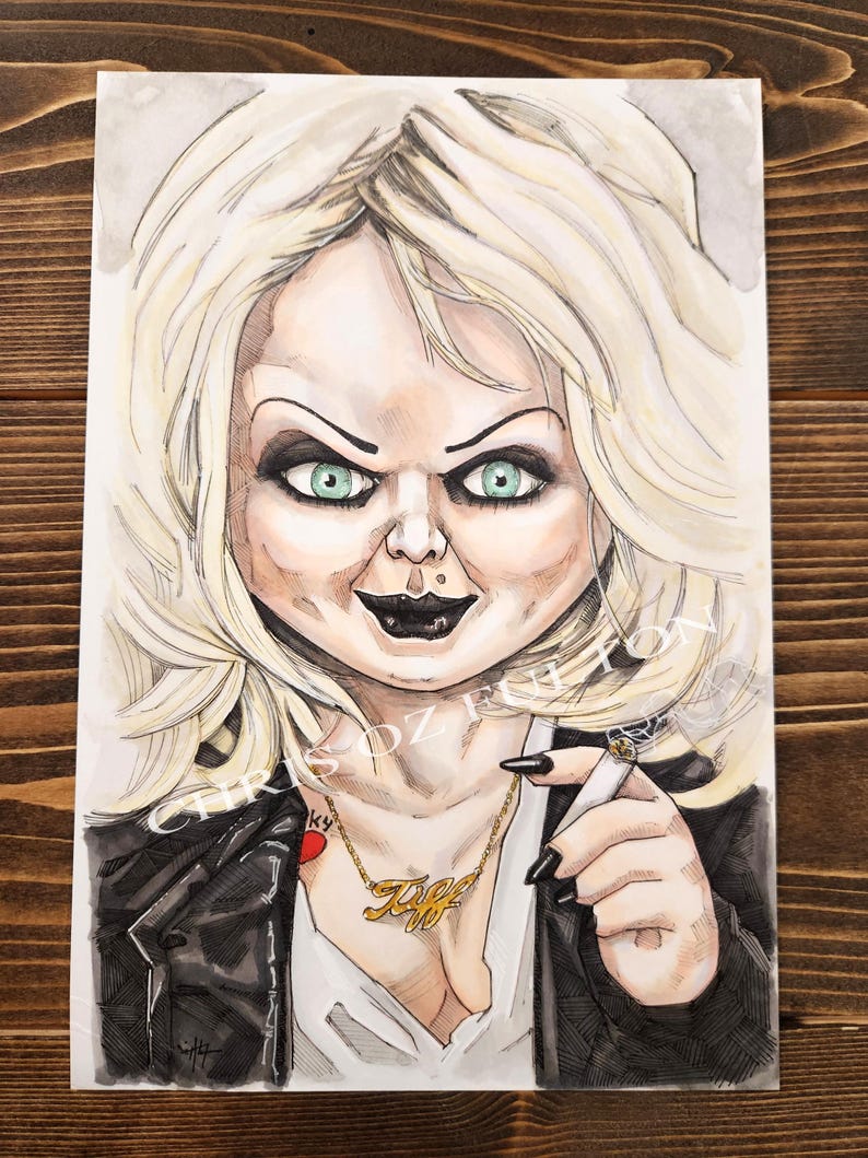 Bride of Chucky Tiffany Original Drawing Painting Artwork by Chris Oz ...