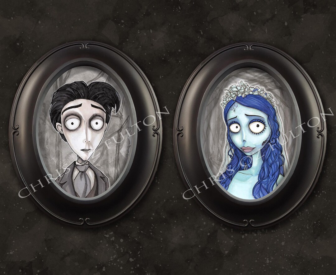 Corpse Bride Victor and Emily Framed Art Print Set of Two by Artist ...