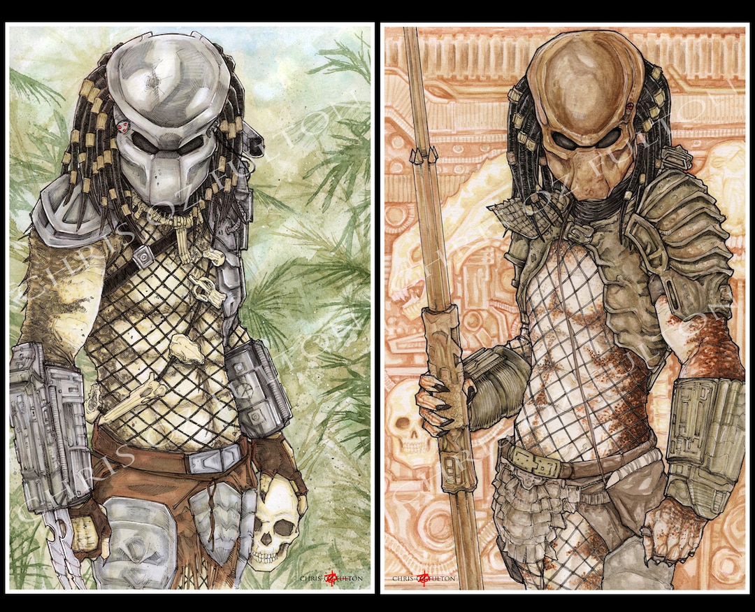 Predator Jungle Hunter and City Hunter Yautja Poster Art Print Set of 2 ...