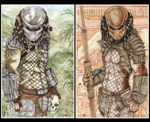 Predator Jungle Hunter and City Hunter Yautja Poster Art Print | Etsy