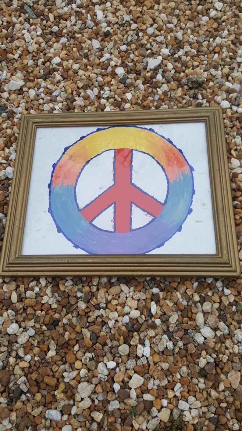 Peace Sign Painting Watercolor Drawing Art Gift Home Decor Gift Wallart ...